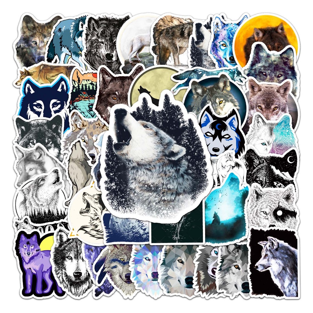 50Piece Cool Wolf Sticker Waterproof For Phones Laptop Skateboard ...