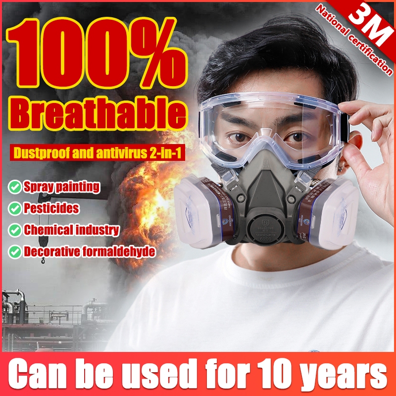 [3M mask 100% Breathable] 6502-7 in 1 Gas Mask Dust proof and antivirus ...