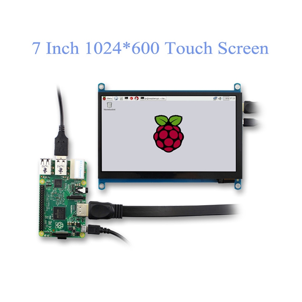 7 Inch LCD Display Screen 1024x600 Ultra HD Display Screen Capacitive Touch Screen for Raspberry ...