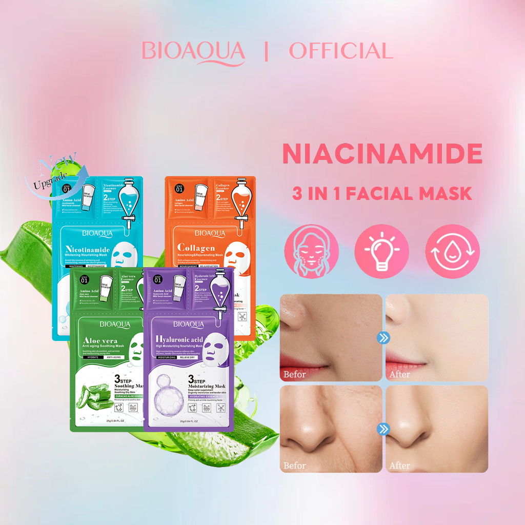BIOAOUA Gold Sheet 3in1 Mask Aloe Vera Anti Aging Nicotinamide ...