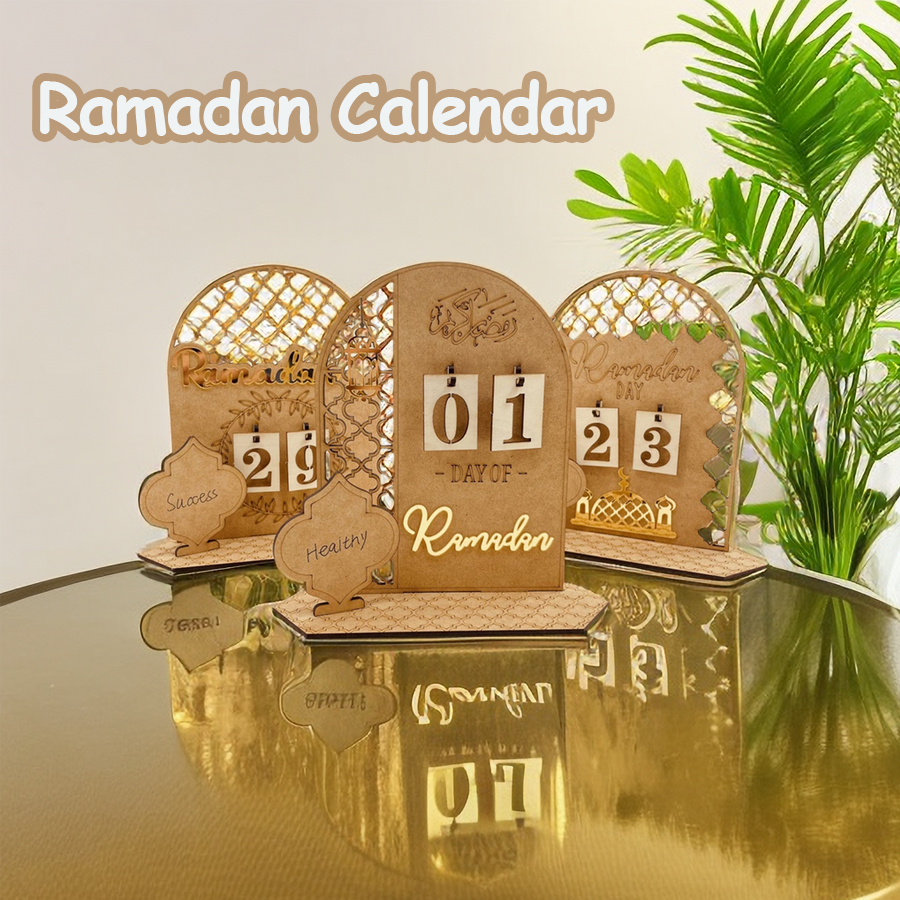 Wooden Ramadan Calendar Eid Mubarak Ramadan Countdown Calendar Ornament ...