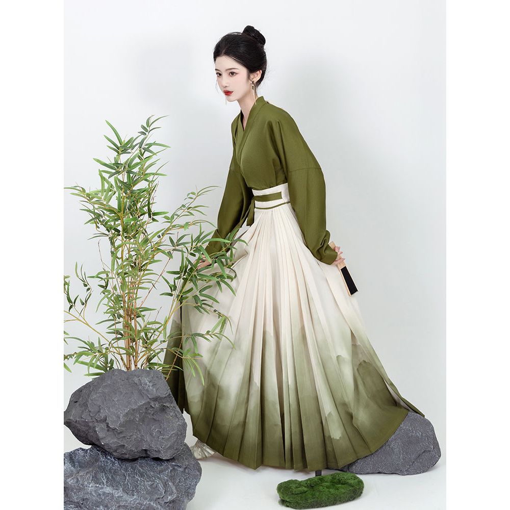Traditional Chinese Costume Horse Face Skirt Two Piece Suit Women Hanfu ...