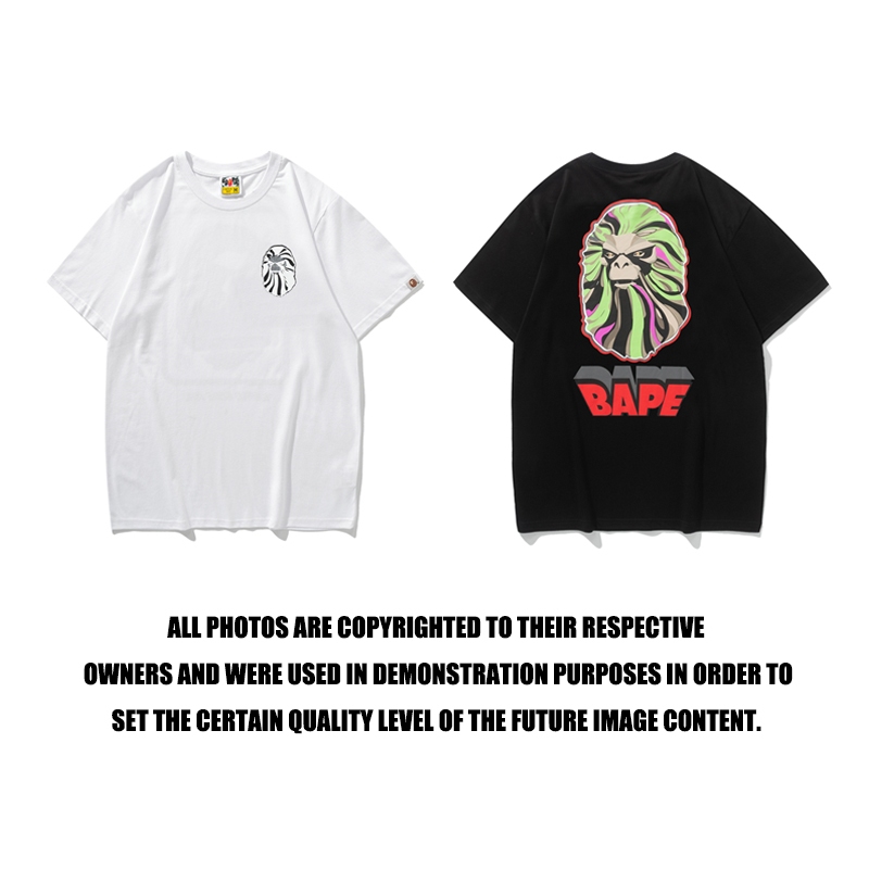 Original BAPE Japanese Fashion Brand 3D Ape Head Loose Round Neck Pure ...