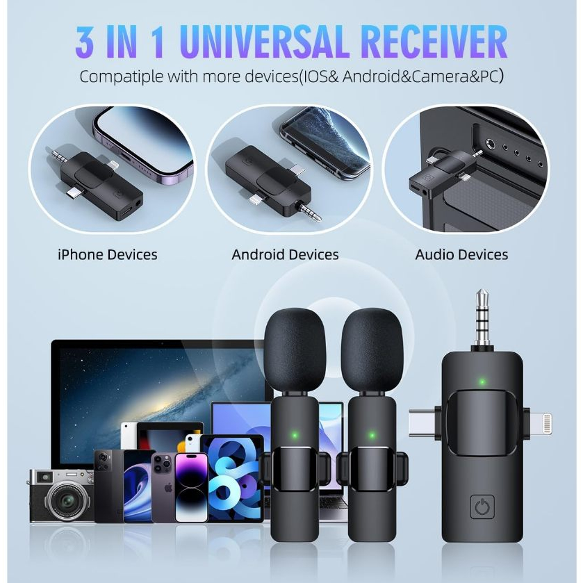 Mifly 3-in-1 Wireless Microphone Collar Clip Microphone Clip-on ...