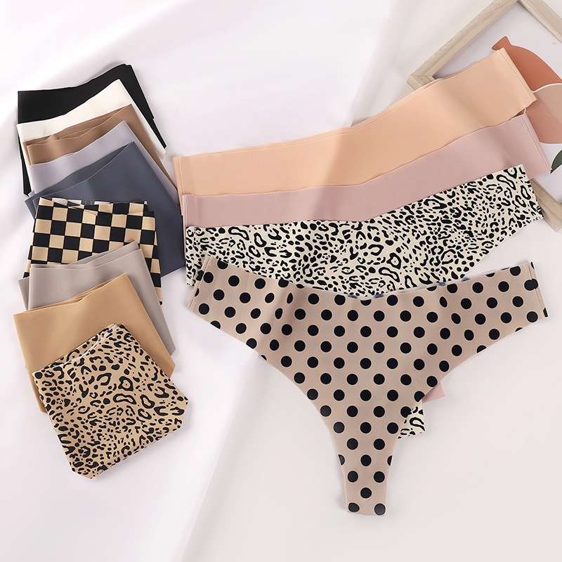 Low Waist Sexy Women Panties Ice silk seamless Breathable Thong G-string Leopard Female ...
