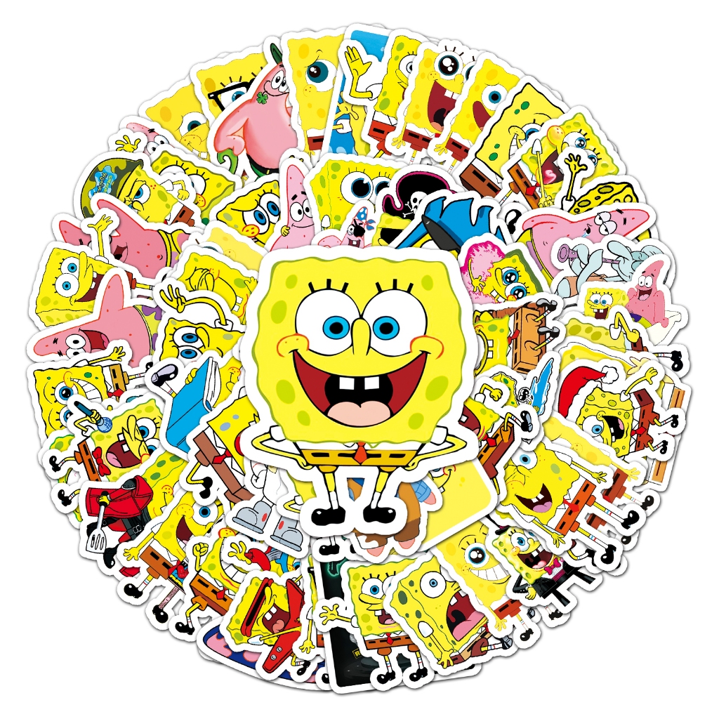 60Pcs Cartoon Cute Spongebob Squarepants Cartoon Waterproof Sticker ...