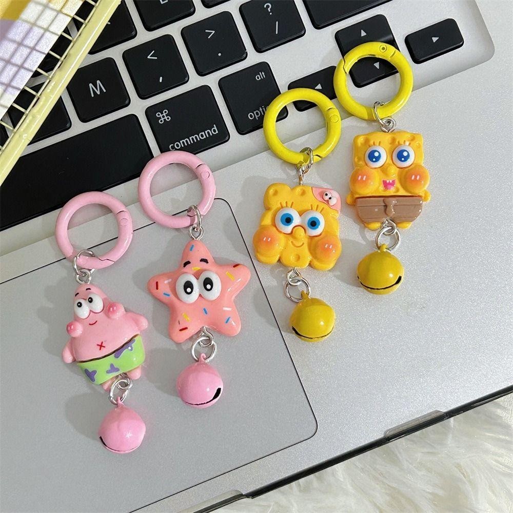 Cartoon SpongeBob SquarePants Patrick Keychain Cute Bell Pendant Girl ...
