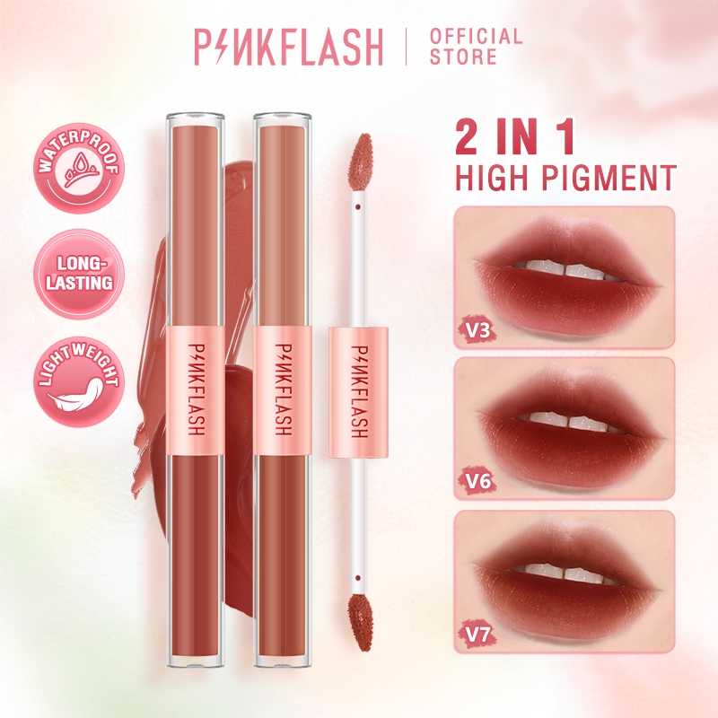 PINKFLASH 2 In 1 dual-ended lipstick duo lipstick liquid matte velvet ...