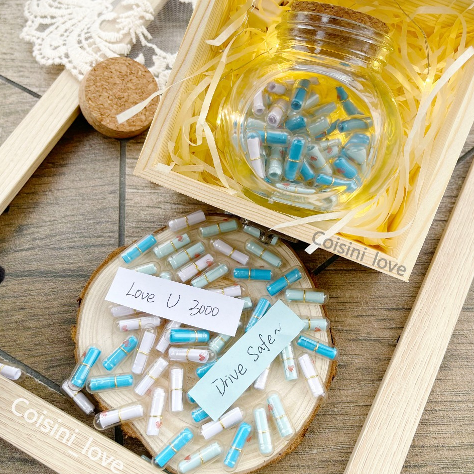 [Coisíní] 100Pcs Blue Style Wishing Bottle DIY Capsules Mini Capsules ...