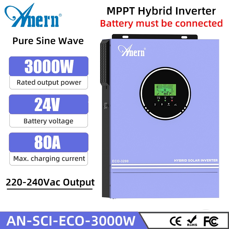 Anern 1KW/1.5KW/3.0KW/4.2KW MPPT Hybrid Solar Inverter off-grid Hybrid Inverter 12V/24V/48V 230V ...