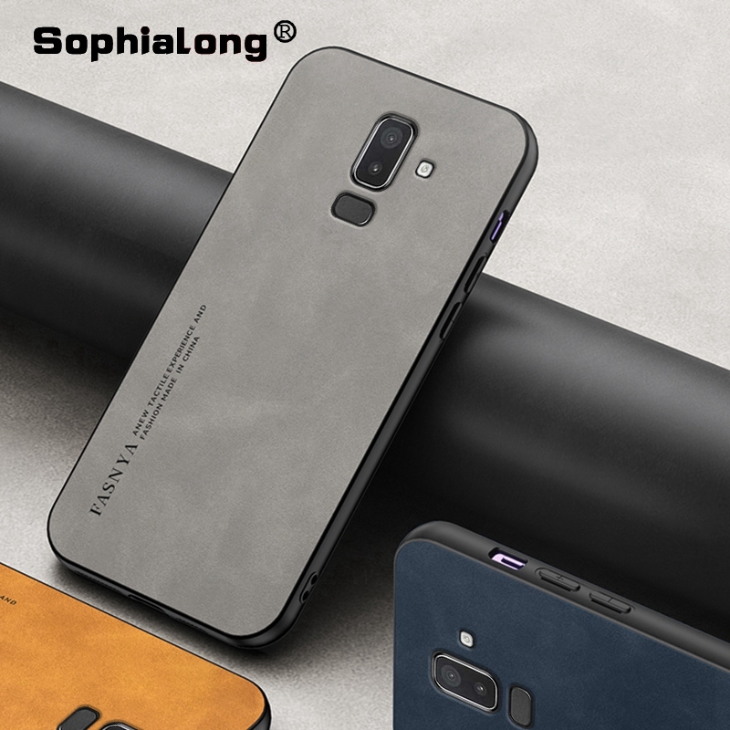 Samsung Galaxy J4 J6 Plus J8 2018 Case Skin Feel Leather Back Cover