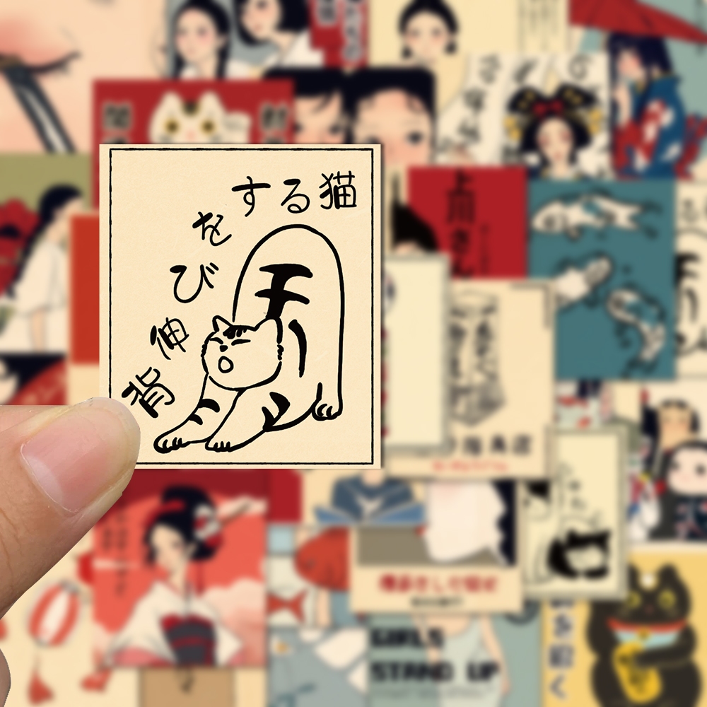 50pcs Japanese Spring Retro Stickers – Aesthetic Decorative Stickers ...