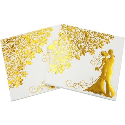 Gold Paper Table Napkins 60pcs, 3 Ply, Biodegradable Disposable Paper ...