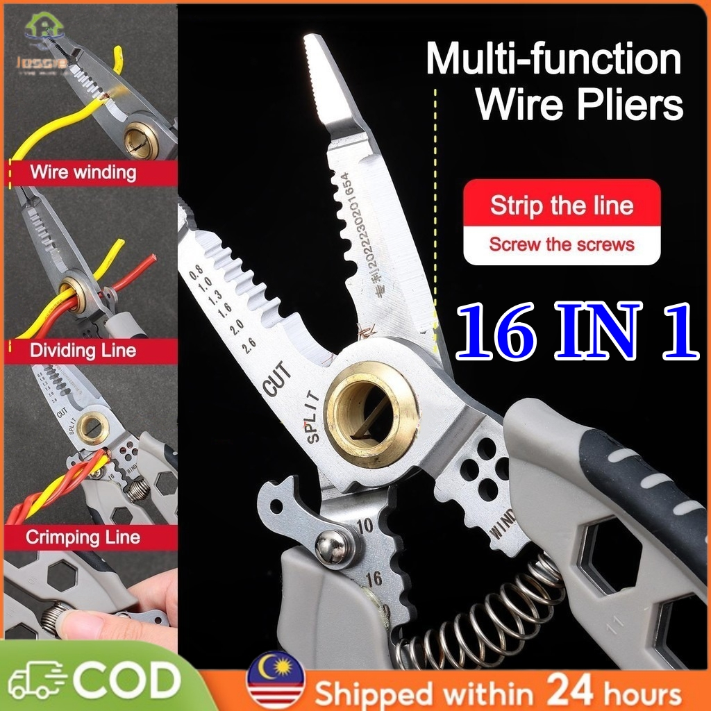 【READY STOCK】16 in 1 ultifunctional Stripping pliers 7 inches Thread ...