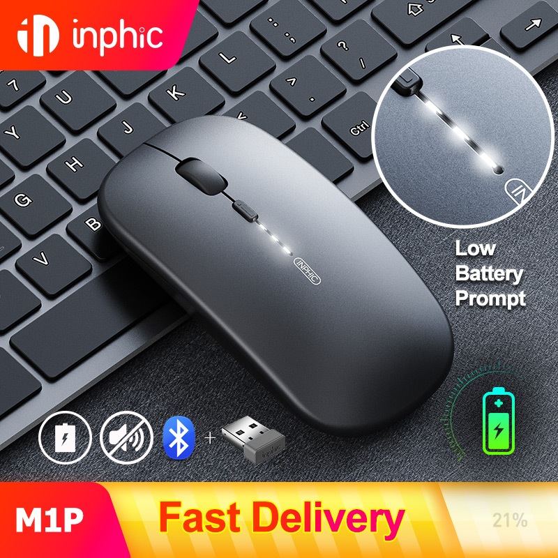 Inphic M1PRO Bluetooth Wireless Mouse Rechargeable1600DPI Silent Slim Optical Mouse | Shopee ...