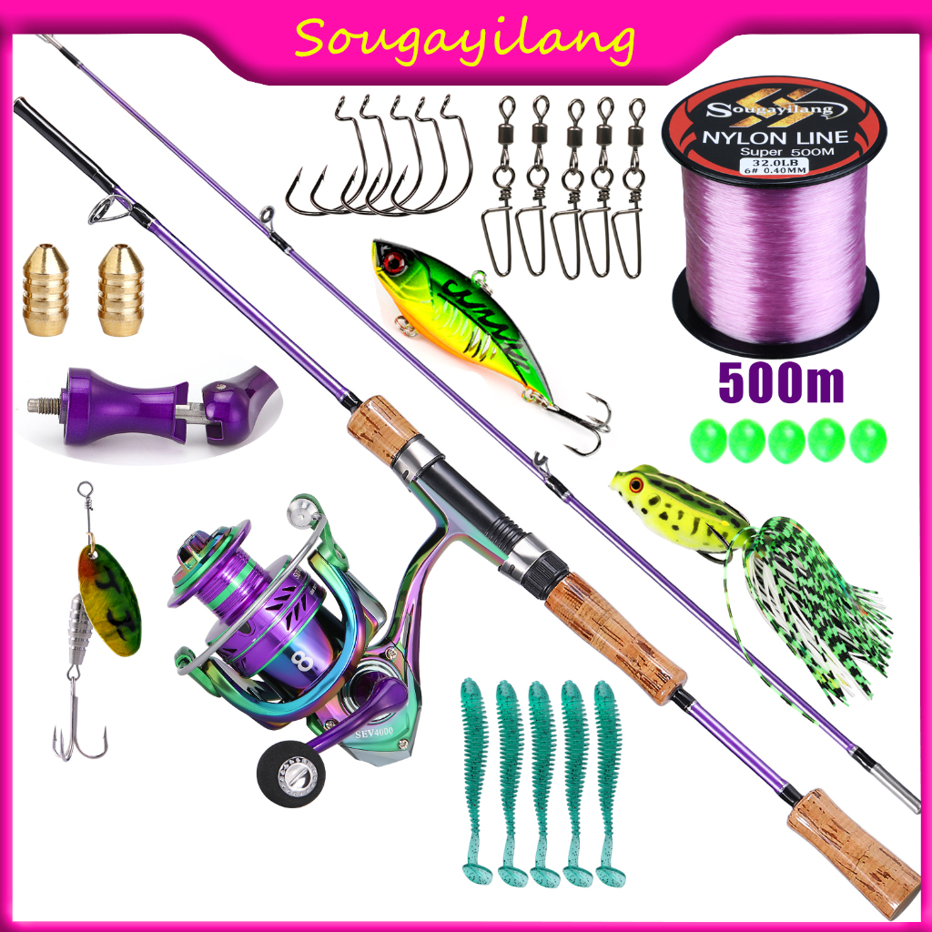 Sougayilang Fishing Set 5.0:1 Gear Ratio CNC Handle Spinning Reel 1.65m ...
