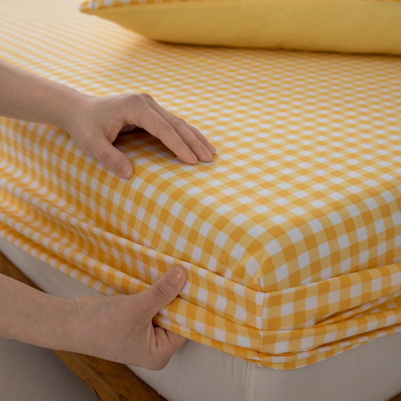 DANSUNREVE Fitted cadar katil single murah yellow gird bed sheet ...