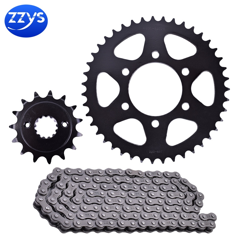 520 15t 43t 46t Motorcycle Front Rear Sprocket Chain Set For Kawasaki