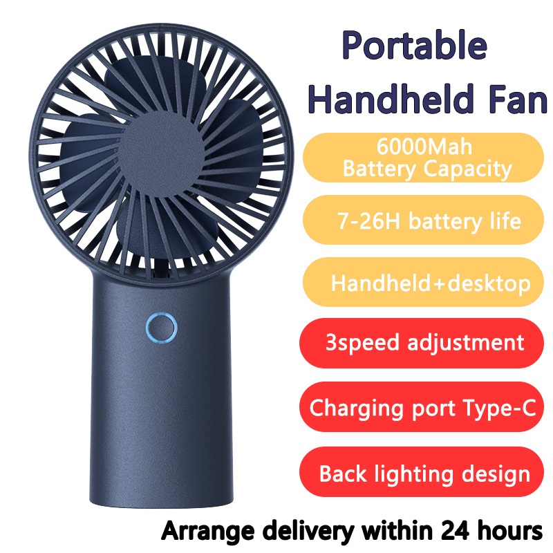 Mini Fan 6000mAh Battery Protable Handheld Fans Dormitory Desk Surface ...