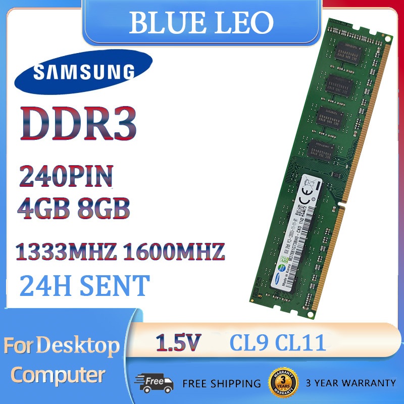 Samsung 4GB 8GB DDR3 RAM 1333mhz 1600MHz DIMM PC3-10600 12800 1.5V ...