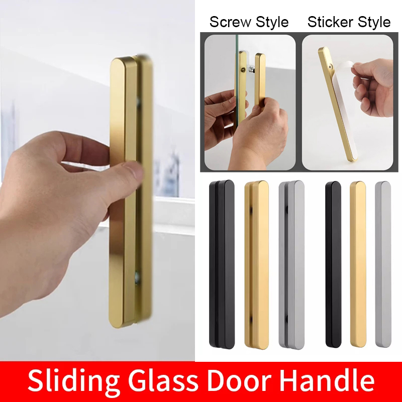 Glass Door Handle No punch Paste very narrow Display Cabinet Wardrobe ...