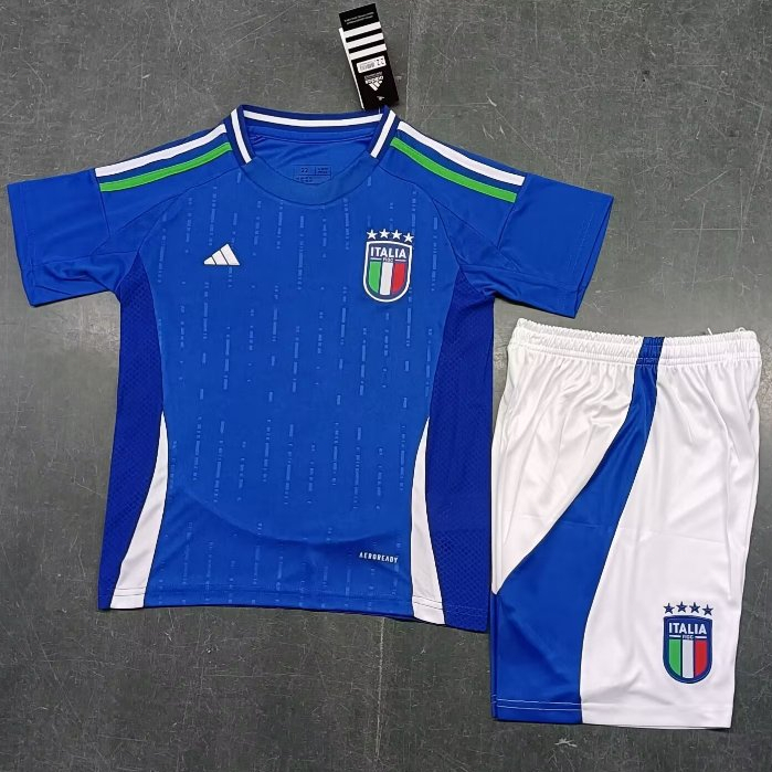 2024 Italy Kids Kit Soccer Jersey Young's Home Blue Football Shirt ...