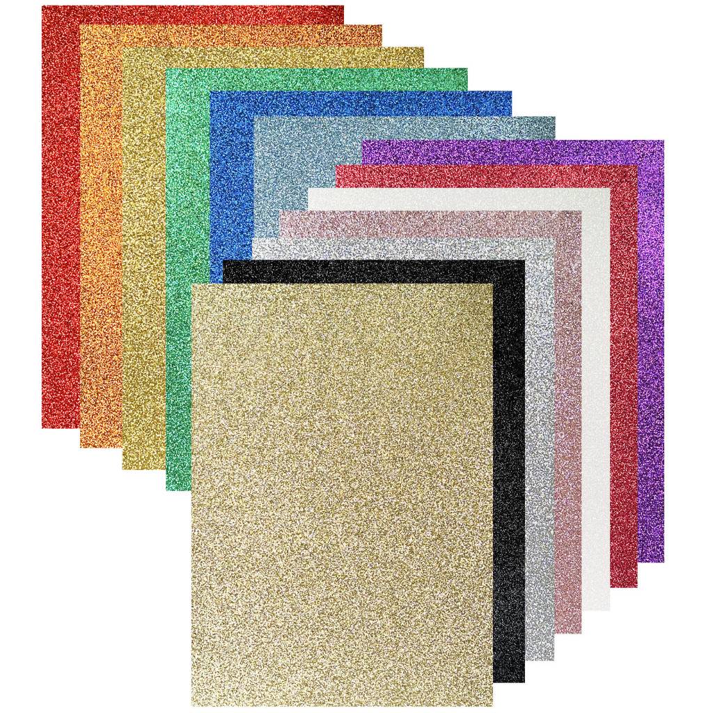 13 PCS Glitter Paper Cardstock Craft Cardboard A4 Thick Colored Crafts ...