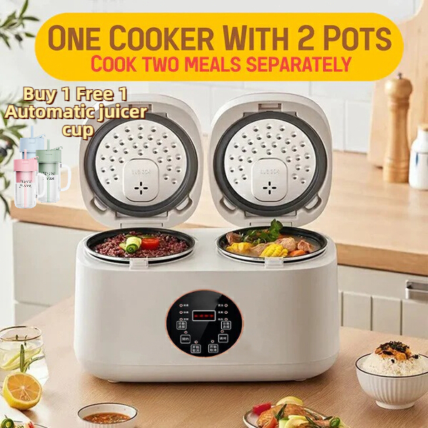 Intelligent double bladder Rice Cooker 2L+2L home integrated multi ...