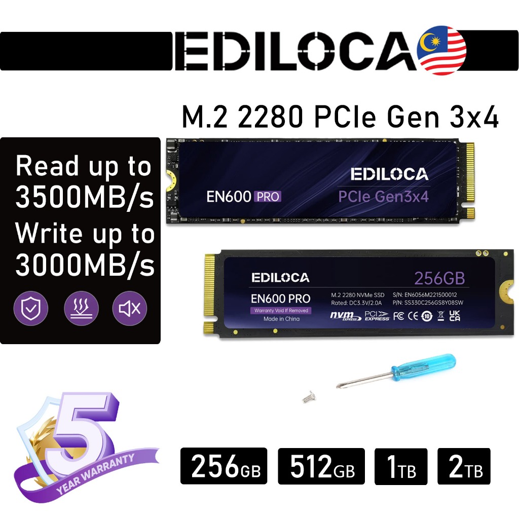 EDILOCA EN600 PRO PCIe 3.0 x4 M.2 2280 Internal Solid State Drive, Up ...