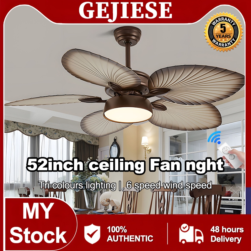 52 Inch Ceiling Fan With Light Banana Leaf Shape Blades kipas siling ...