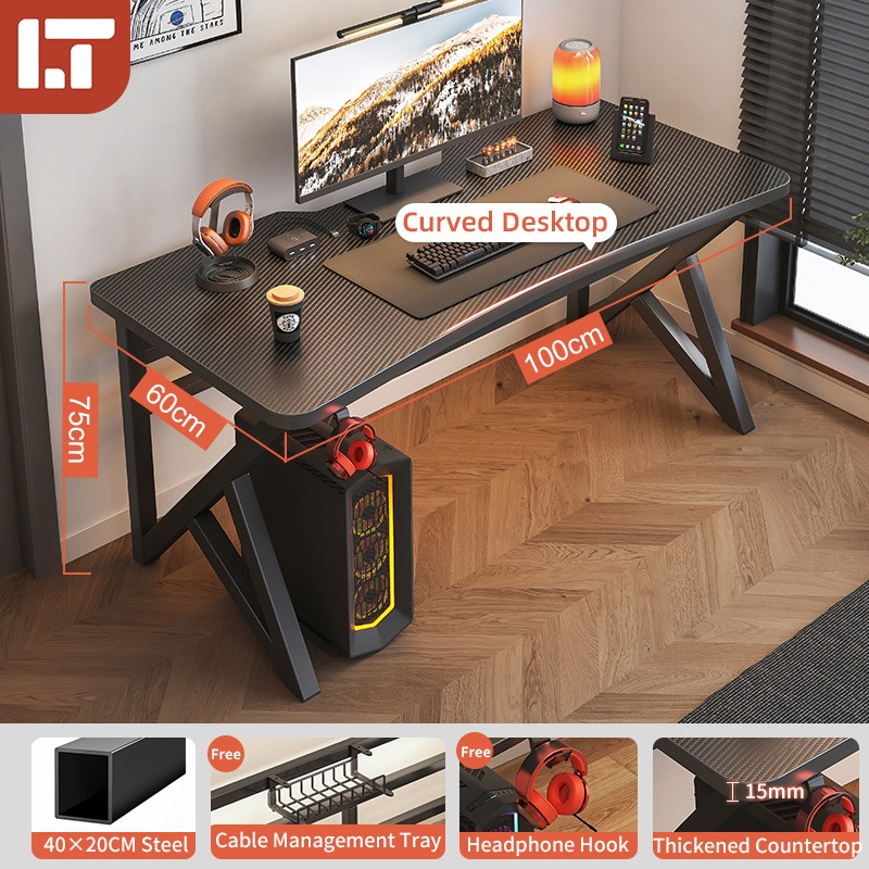 160CM Gaming Table Meja Gaming Computer Table Carbon Matte Pc Table ...