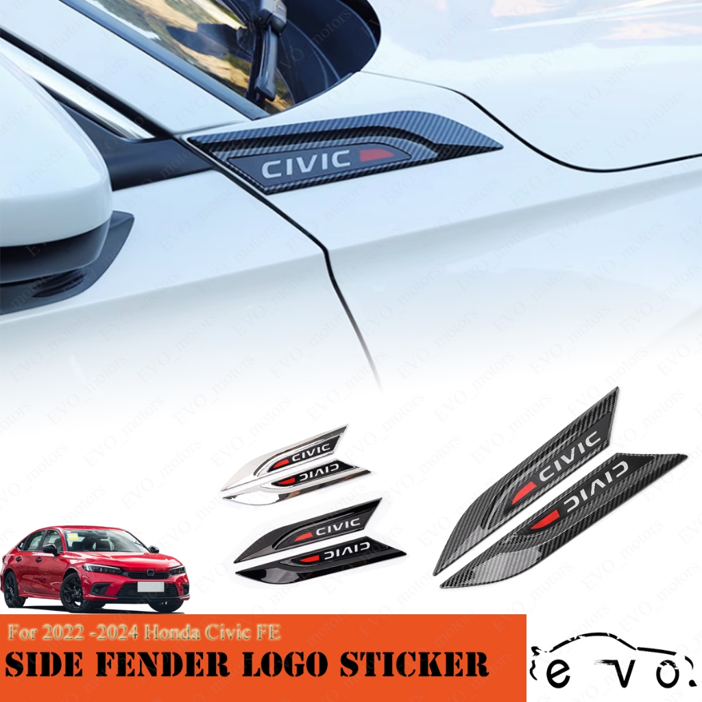 For 2022 - 2024 Honda Civc FE Side Fender Logo Sticker 3D Side Logo ...