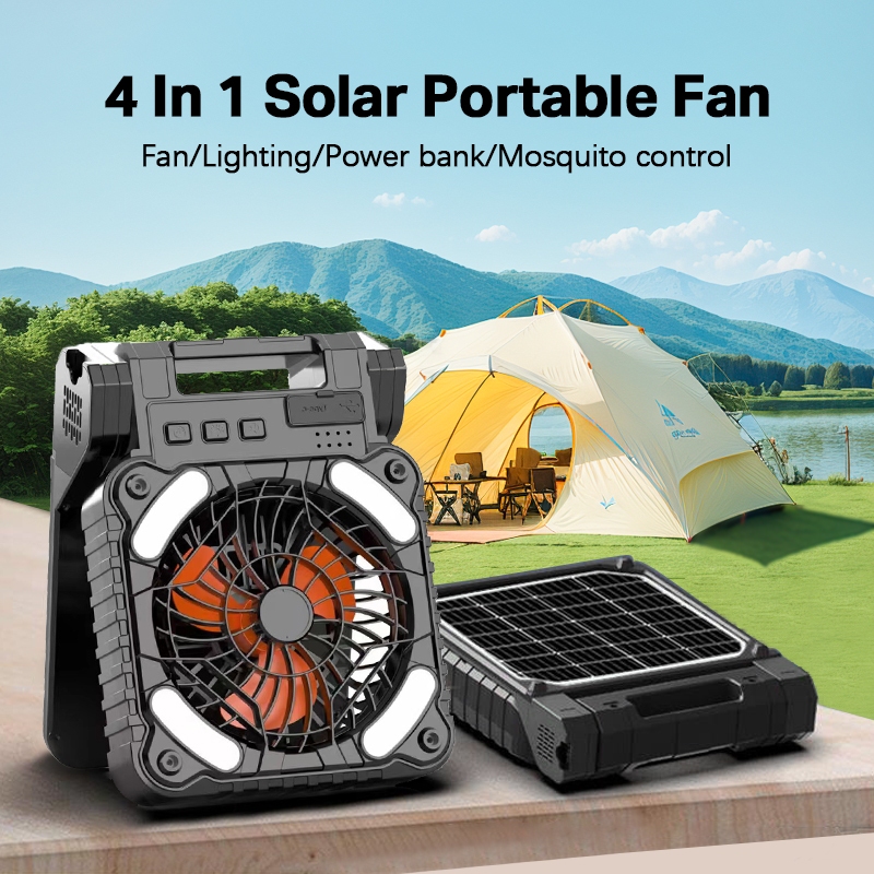 Foldable Solar Fan Outdoor Solar Electric Fan Portable Camping Fan ...
