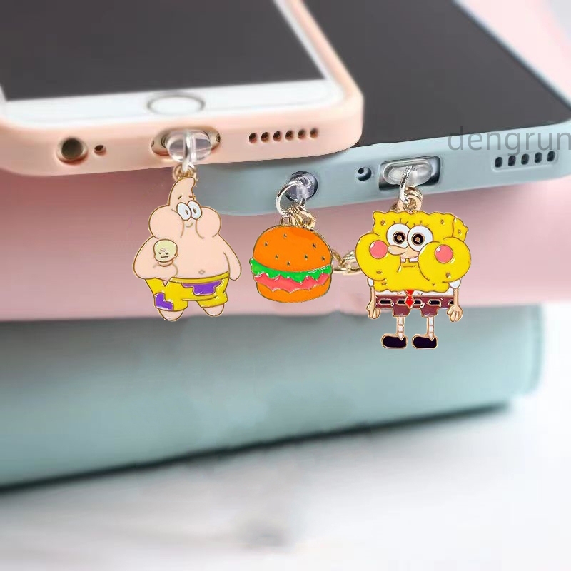 anime cute spongebob dust plug phone charm android iphone type c port ...