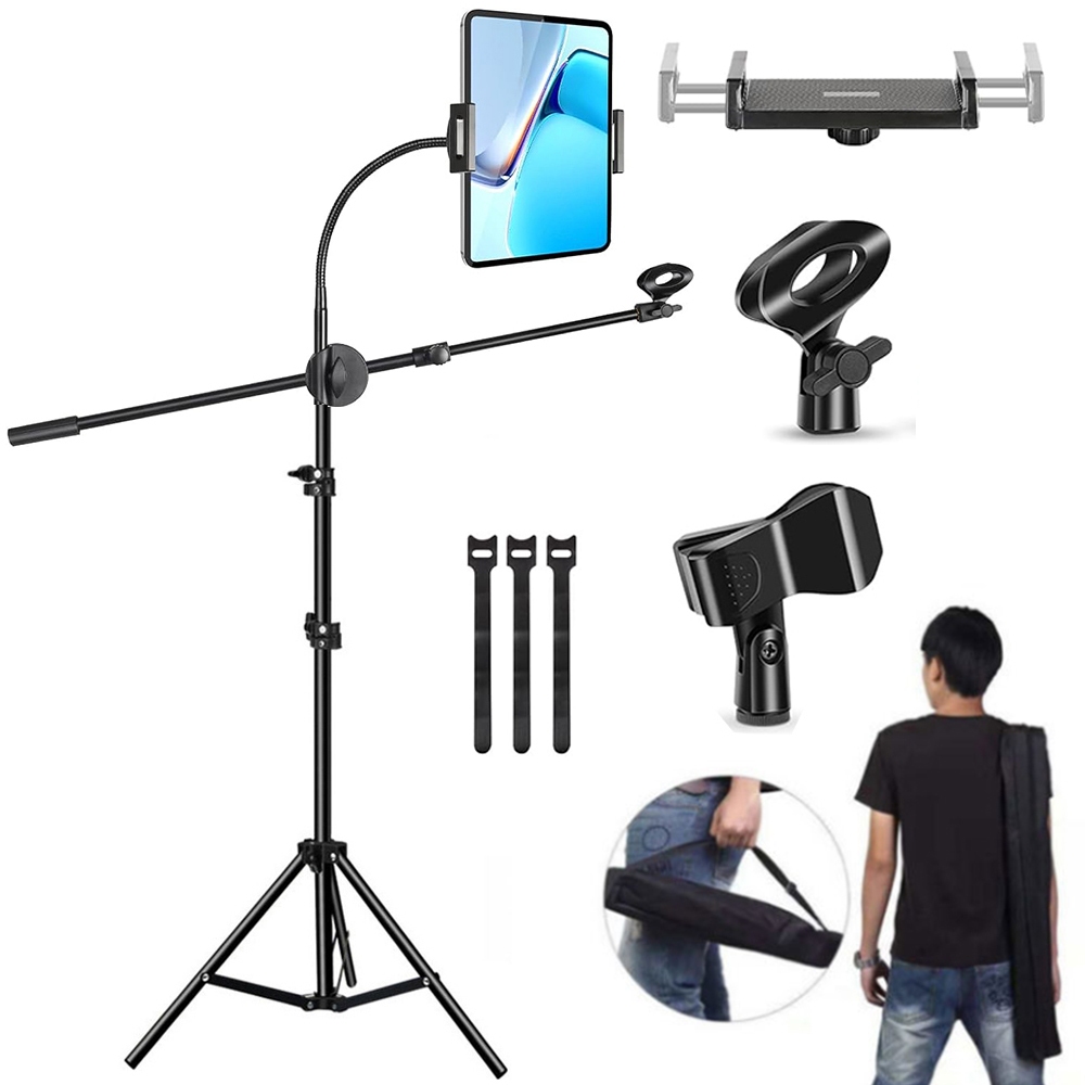 Tripod Microphone Stand Mobile Phone Tablet Stand Boom Arm Floor Mic ...