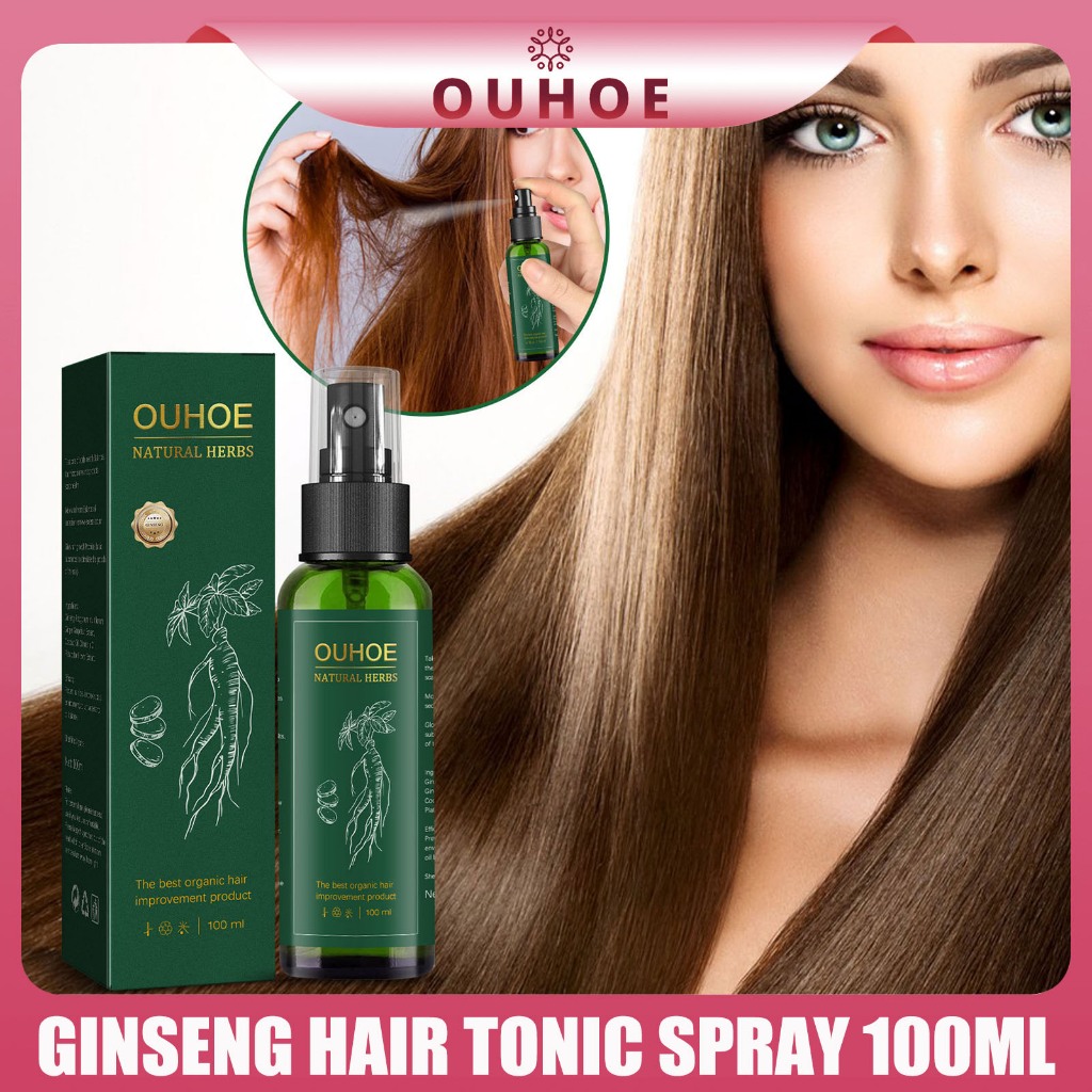Ouhoe Natural Ginseng Hair Growth Spray Herbal Tonic Anti Hair Loss Serum Fixation Hair Care ...