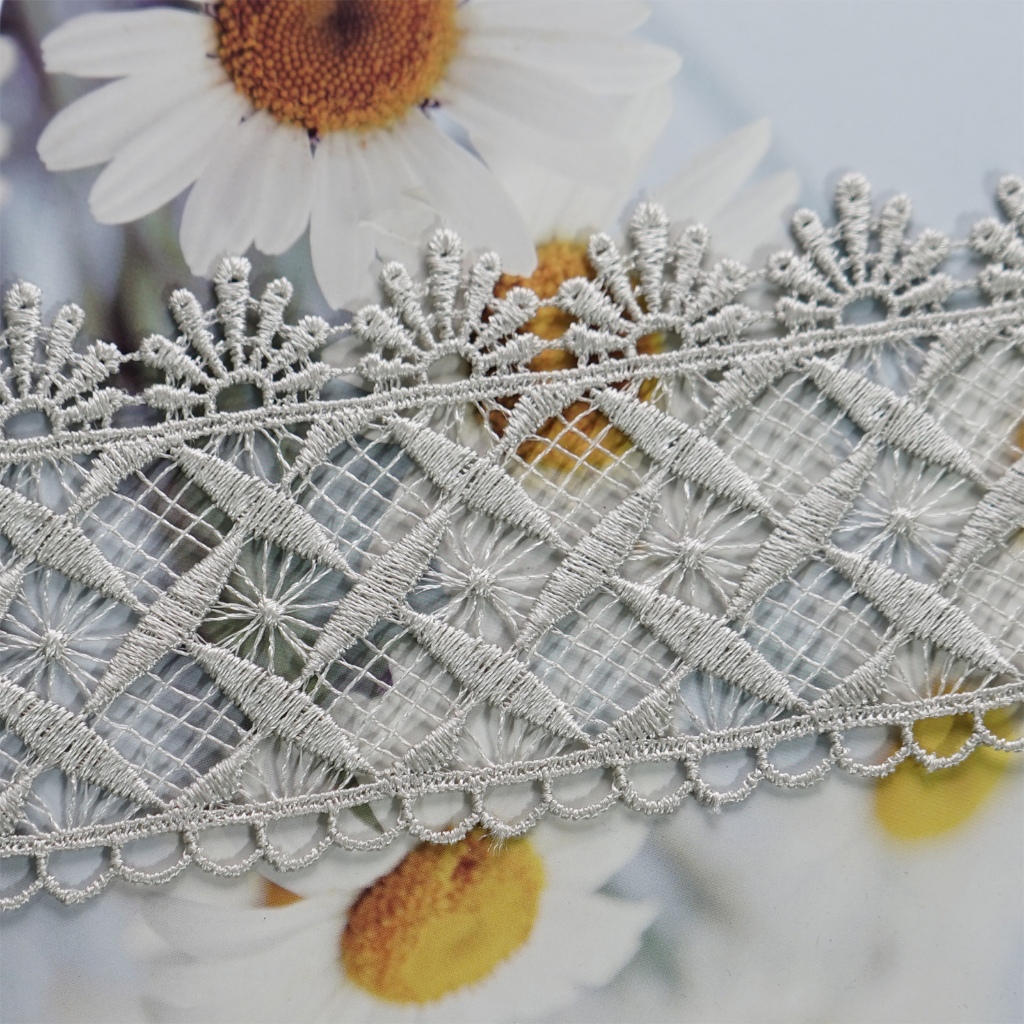1 Meter Silver Grey Polyester Embroidered Lace Border Handmade Crafts ...