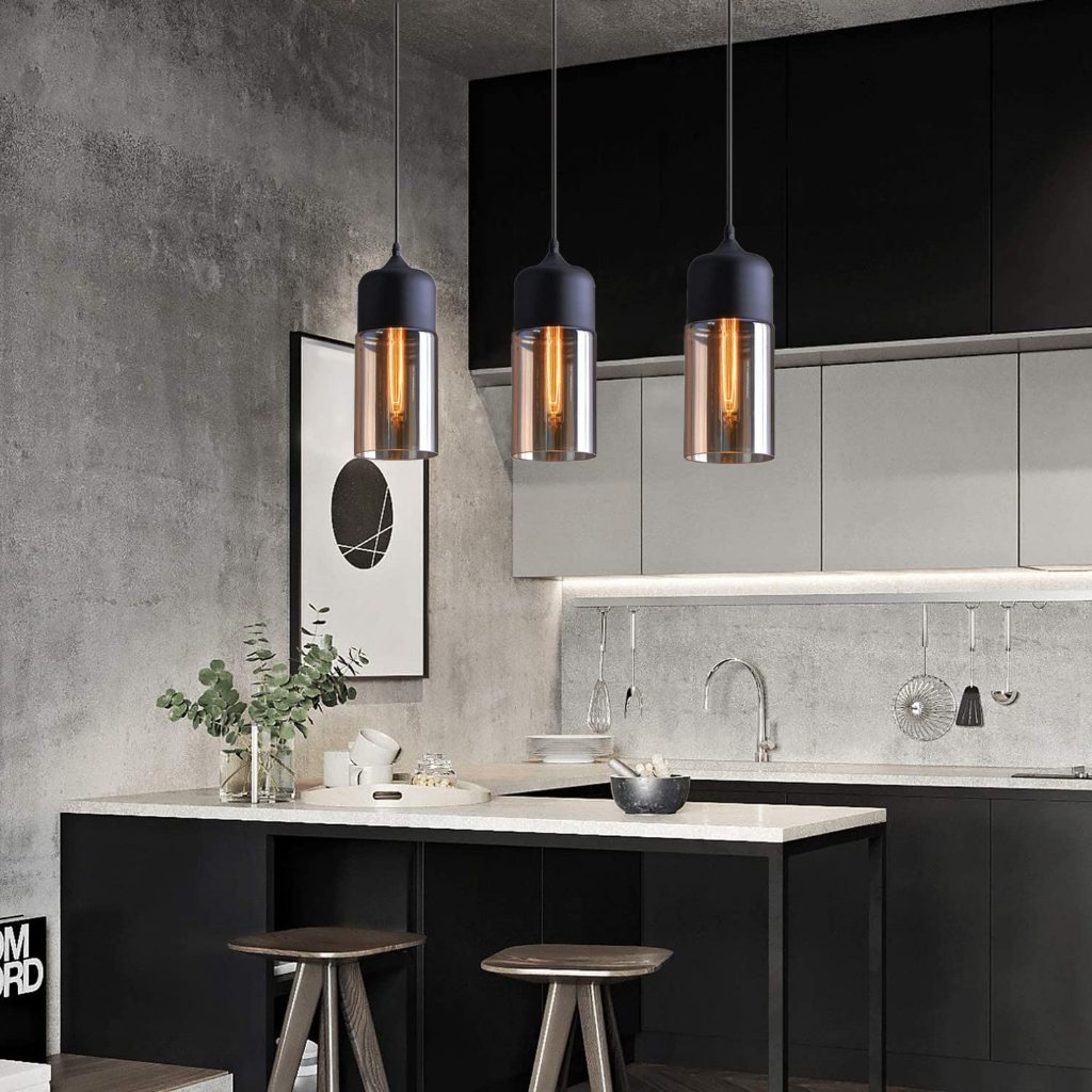 LAMPU GANTUNG LAMPU SILING RETRO AMBER CYLINDER SHADE VINTAGE ...