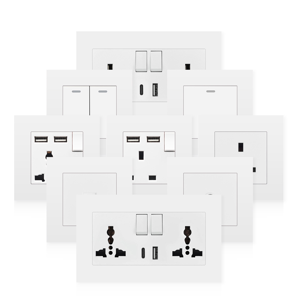 VISWE wall socket wall switch usb socket 3 pin socket universal socket 13a socket 250V white ...
