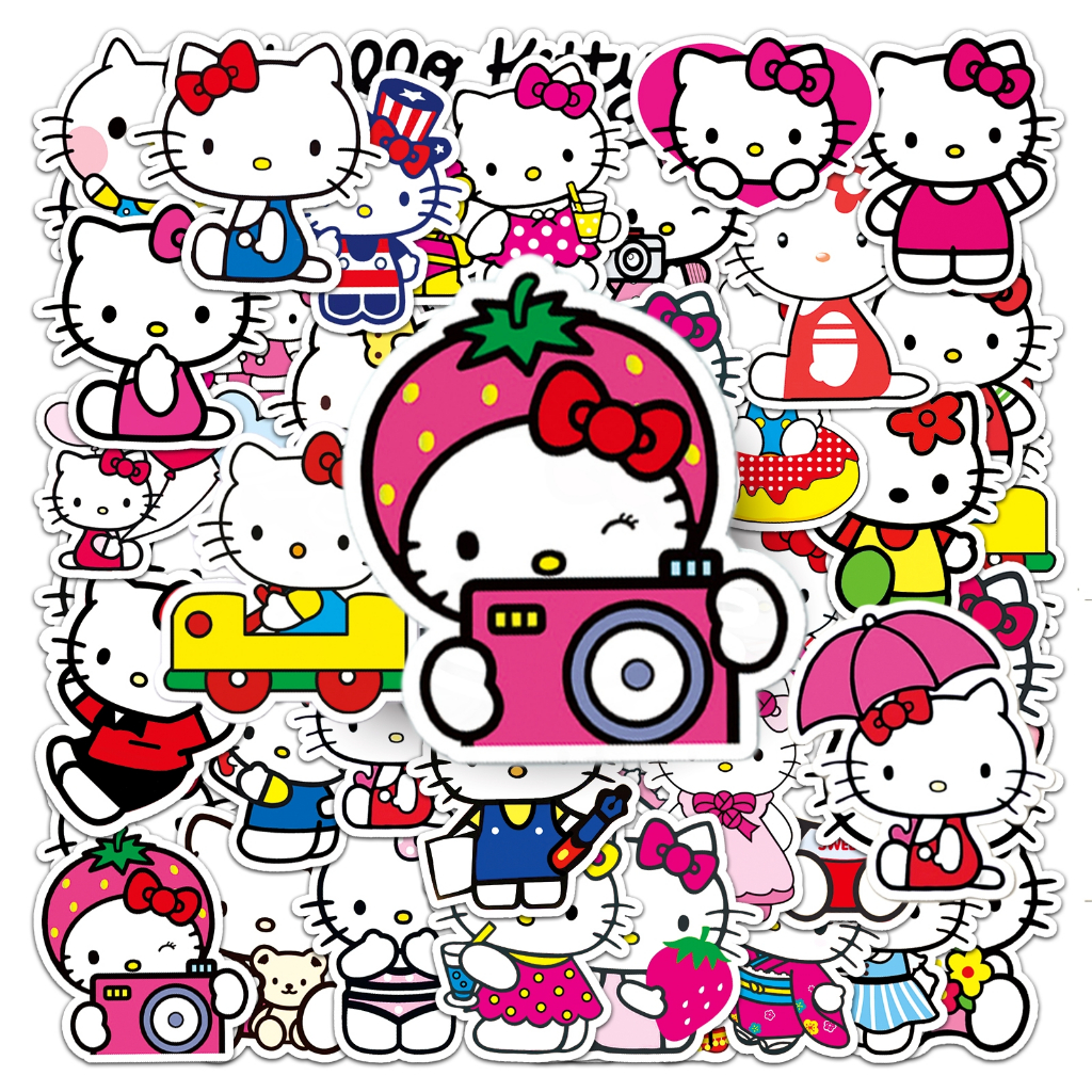 50 Piece Funny Hello Kitty Stickers Waterproof DIY For Phones Laptop ...