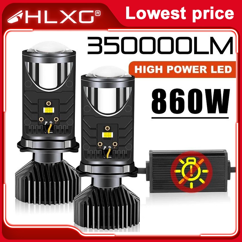 Super Bright H4 LED Canbus Projector Lens 350000LM Mini Projector H4 ...