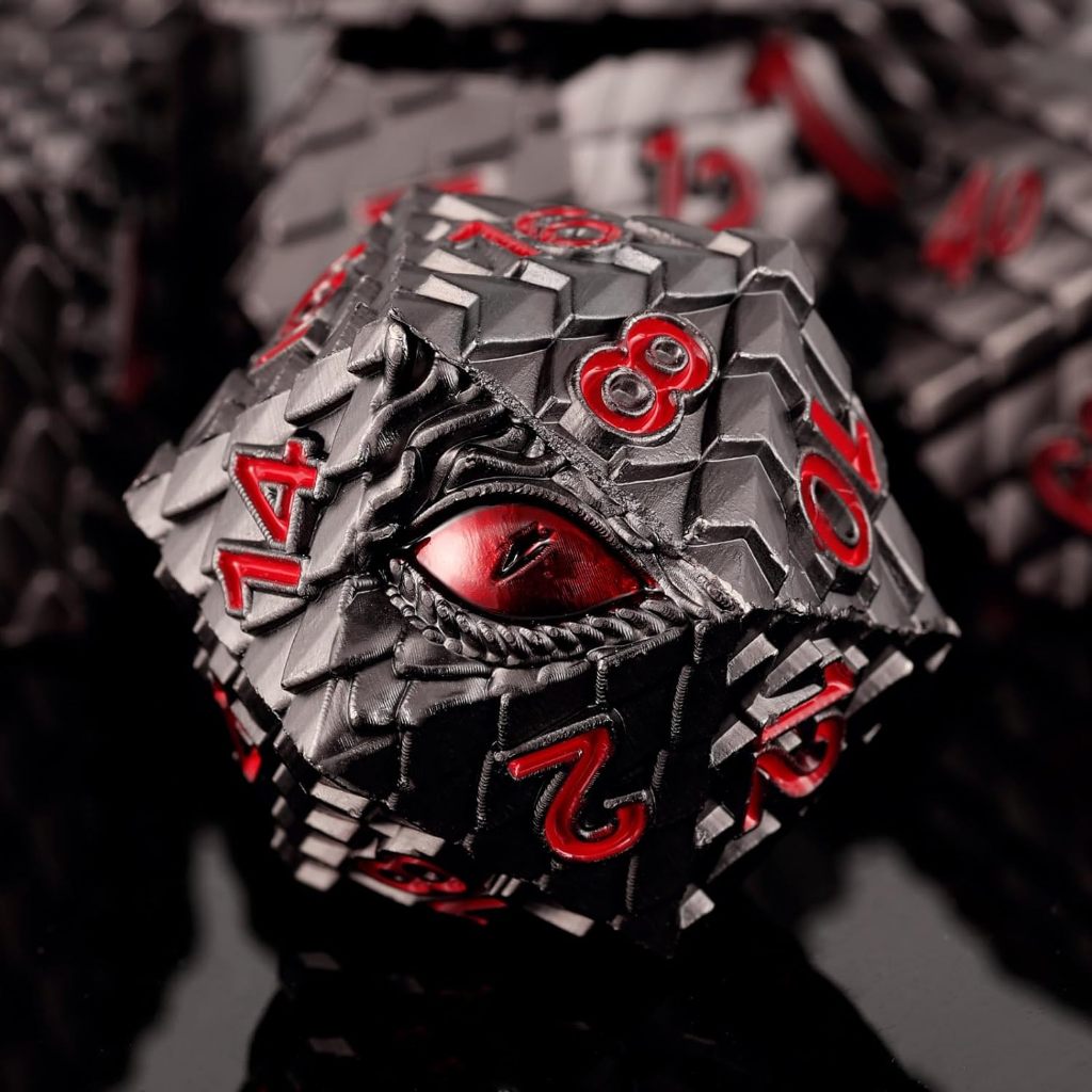 Metal Dice Set D&D,7 PCS Dragon Scale Metallic DND Dice Set,Dragon Eye ...