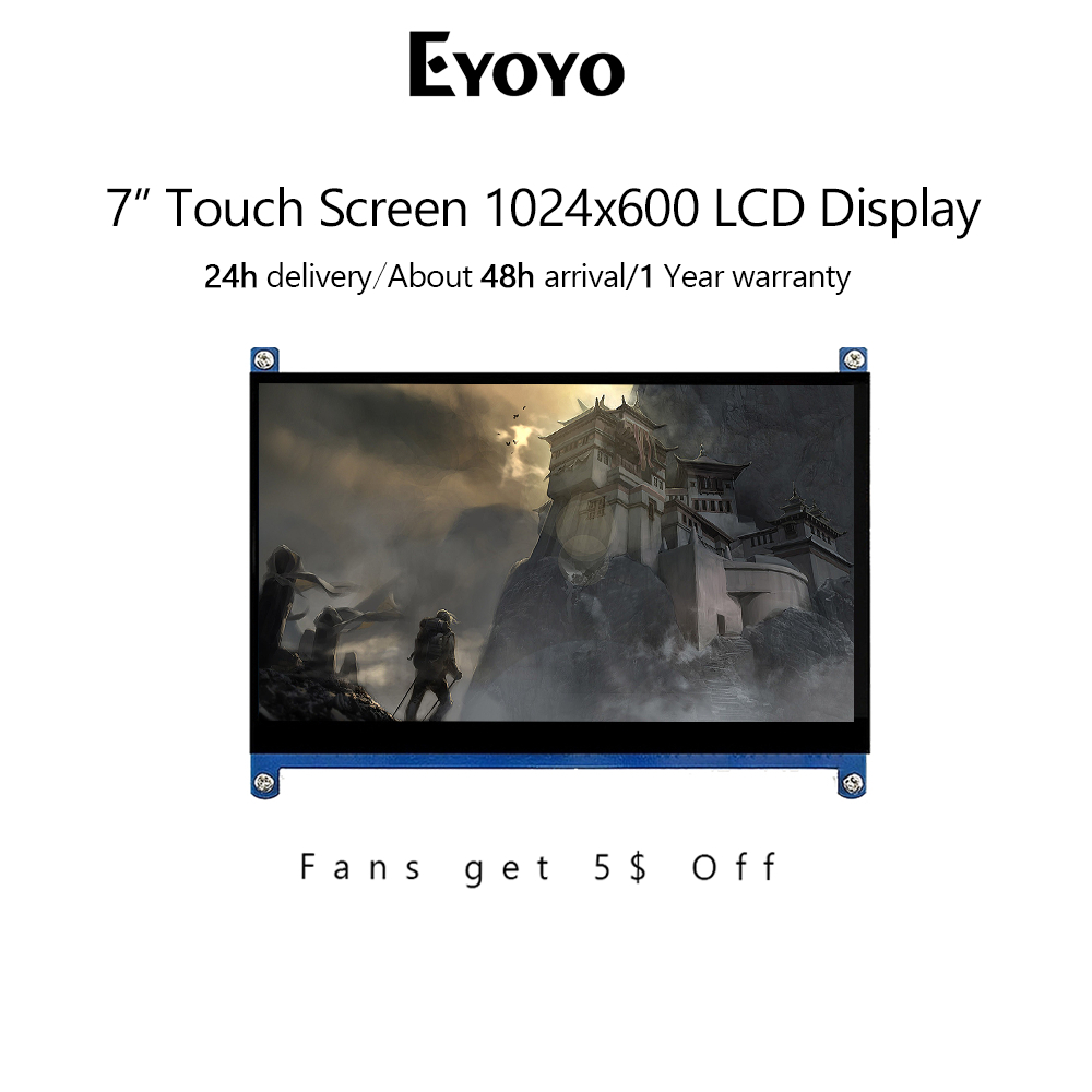7 Inch IPS LCD Touch Screen Display Panel 1024×600 Capacitive Screen HDMI Monitor for Raspberry ...