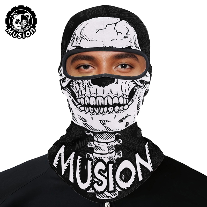 Musion Full Face Mask Balaclava Helmet Liner Skull Print Moto Topeng ...