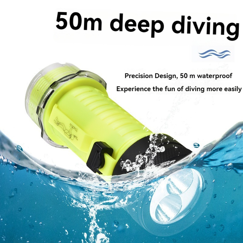 XHP50 diving portable flashlight with dual light source magnetic toggle ...