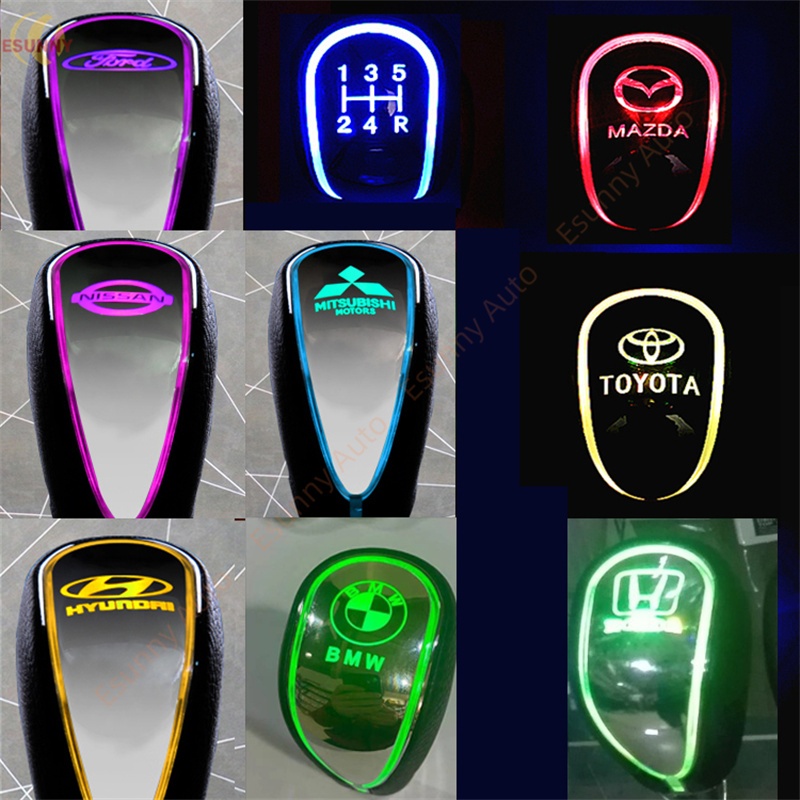 Touch Activated Multi-color Gear Shift Knob LED Light Car Logo Gear ...