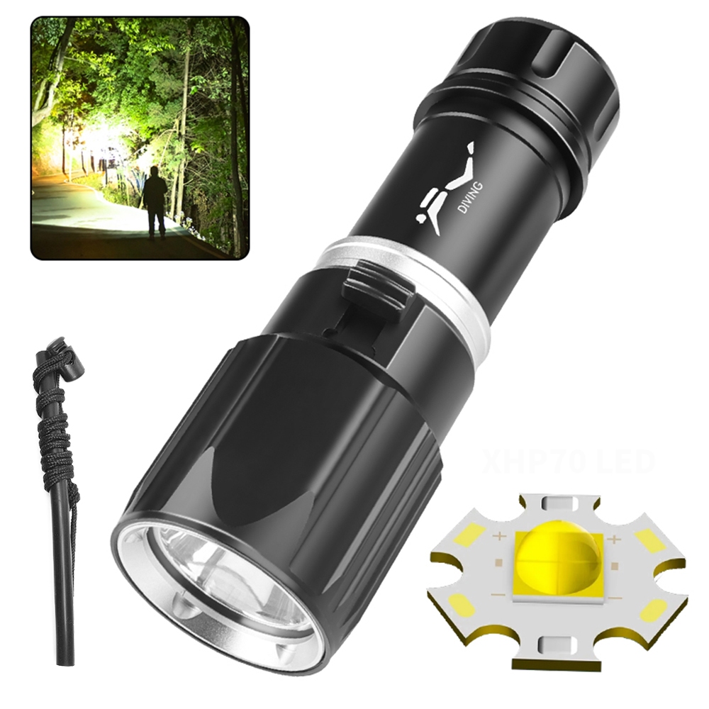 Ultra Bright XHP70 Diving Flashlight 1000LM Magnetic Switch 18650 26650 ...