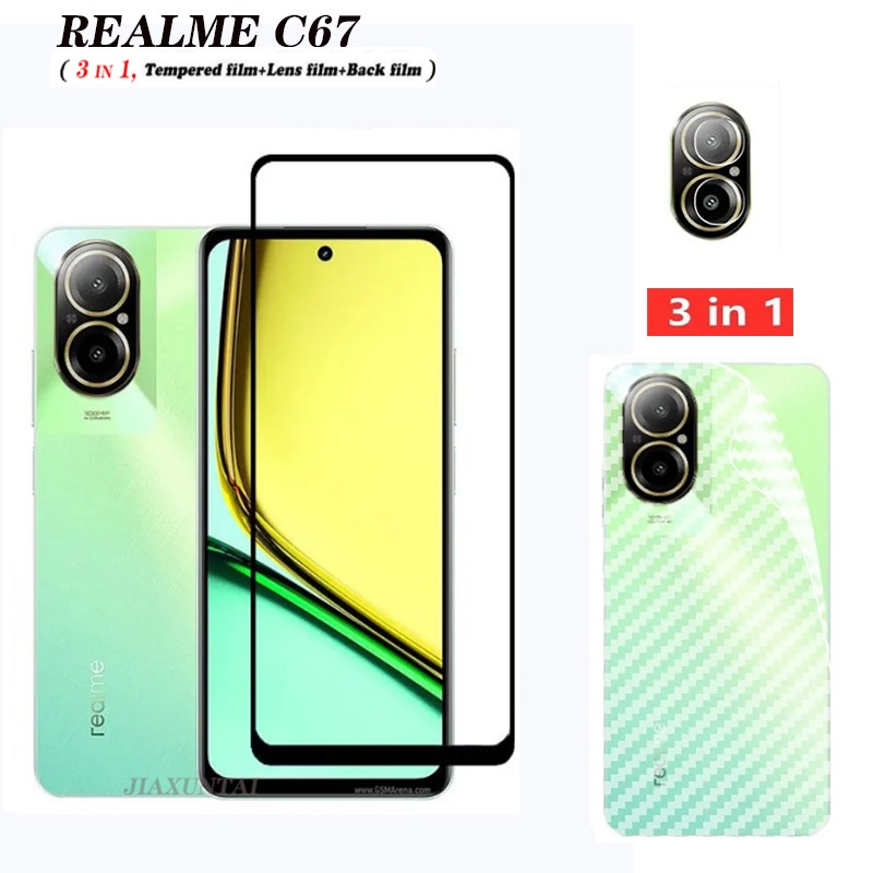 3 in 1 For Realme C67 C30s Tempered Glass Film for Realme C55 C53 C51 C30 C33 C35 C25 C25s C25Y ...