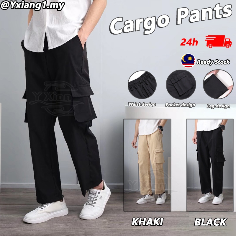 Local Delivery Cargo Pants Men Plus Size Black Seluar Cargo Lelaki ...