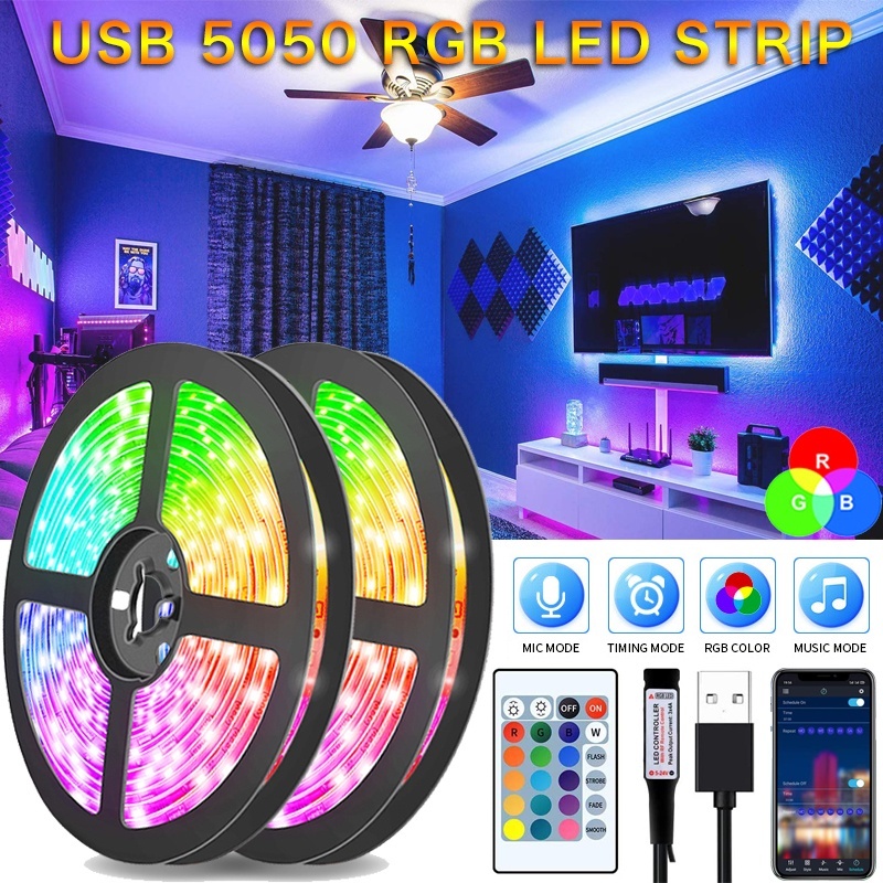 10M/5M/3M/2M/1M LED Strip USB Bluetooth 5V LED Strip Lamp SMD 5050 Non-Waterproof Flexible LED ...